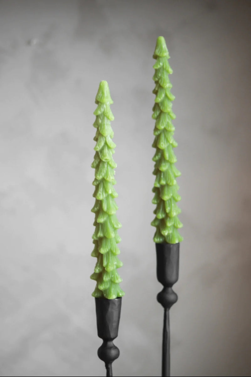 SET OF 2 LIGHT GREEN TREE SHAPED TAPER CANDLES – Vee and Ro